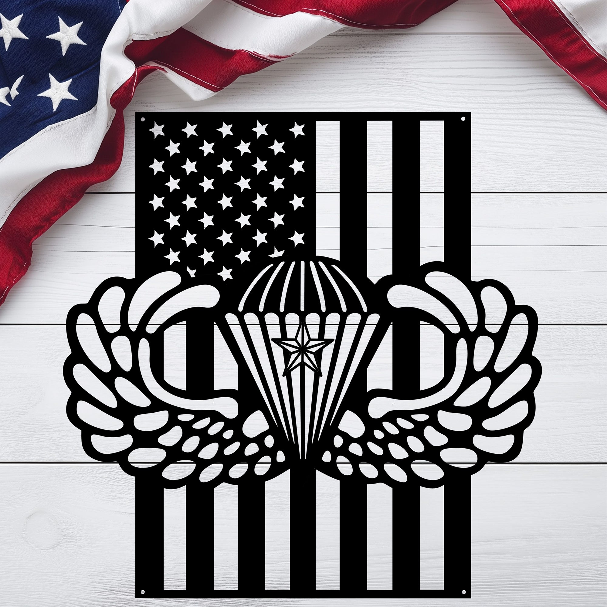Paratrooper Jump Wings With Combat Star | American Flag Tribute ...